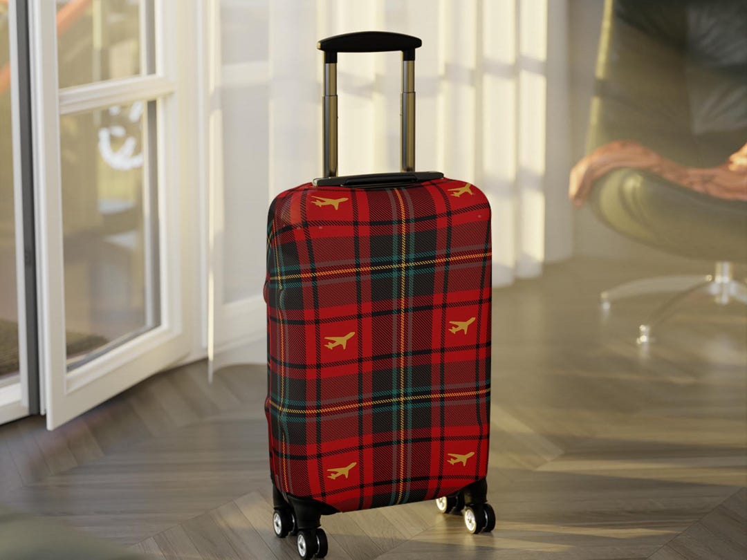 Luggage Cover in Red and Green Plaid, Matching Travel Bag Available ...