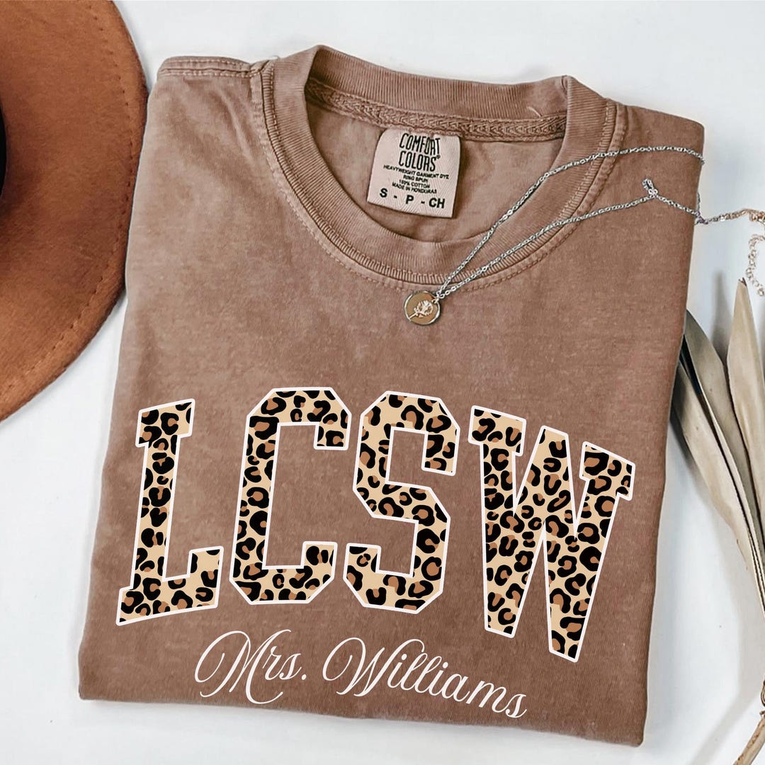 Leopard LCSW Shirt With Name, Personalized Social Worker Tee, Social ...