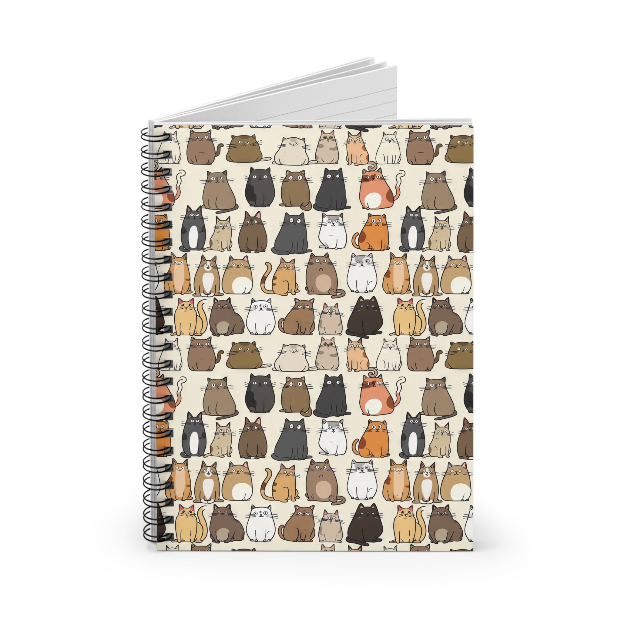 Customizable Cartoon Cats Spiral Notebook Ruled Line, Personalize With ...