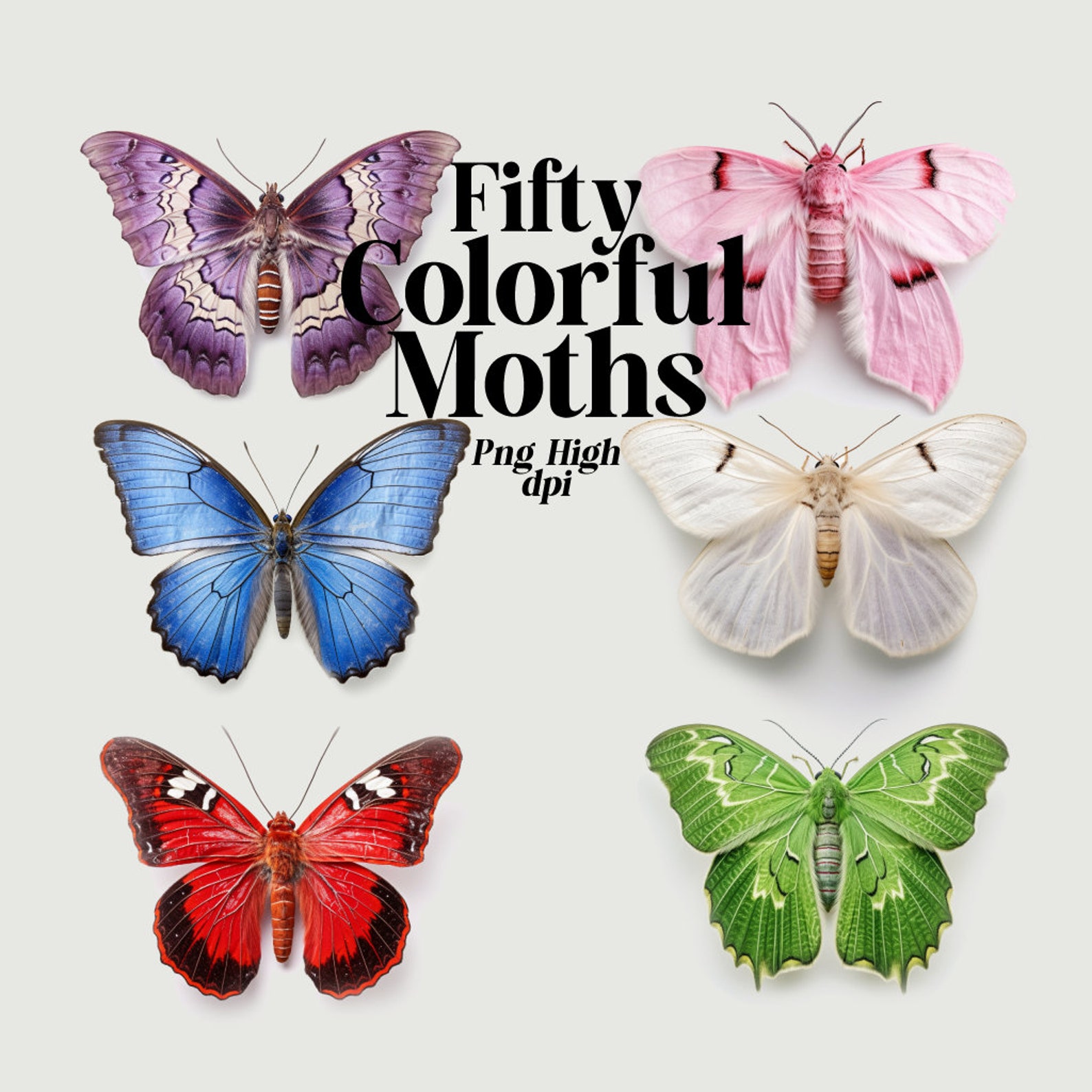 60 Realistic Colorful Moths PNG Clipart, Moth Clip Art, Cute Realistic ...