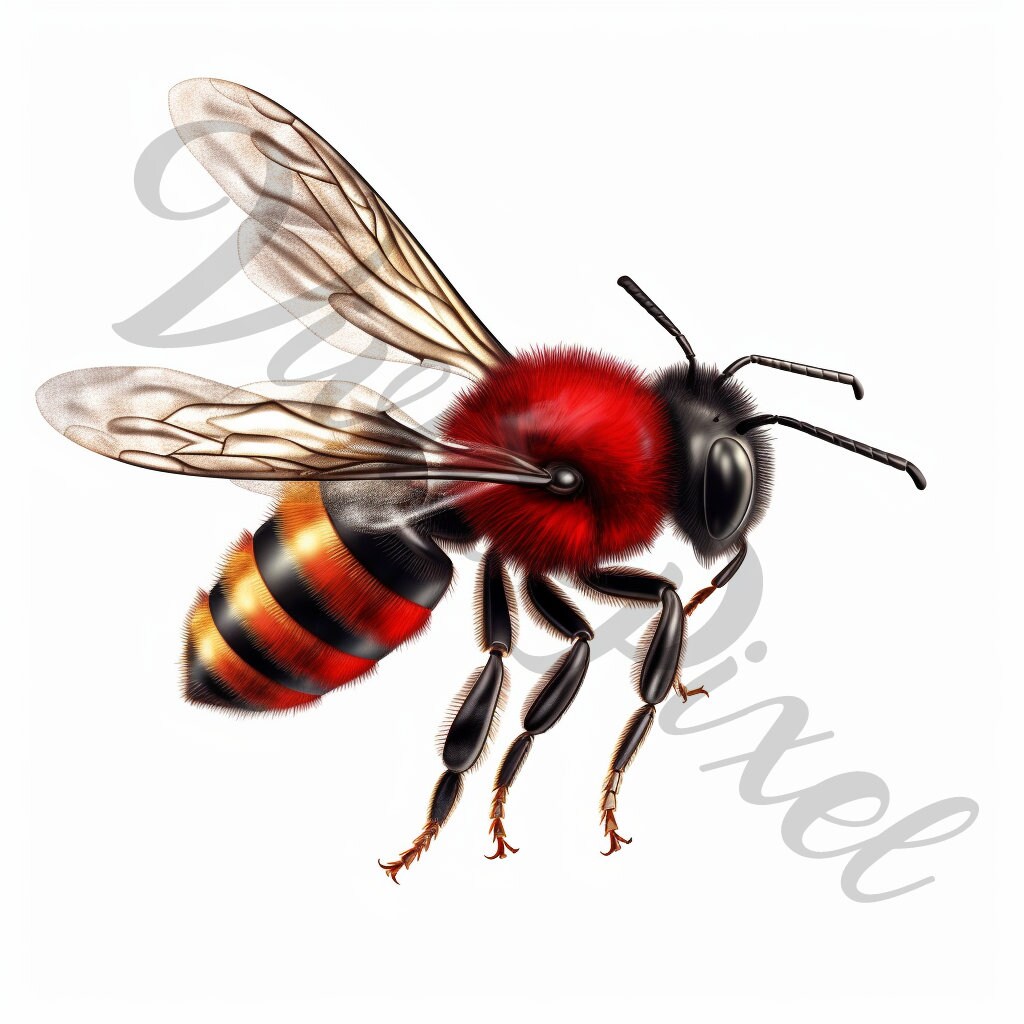 51 Realistic Honey Bee Clipart, Realistic Colorful Bee, Yellow Red ...