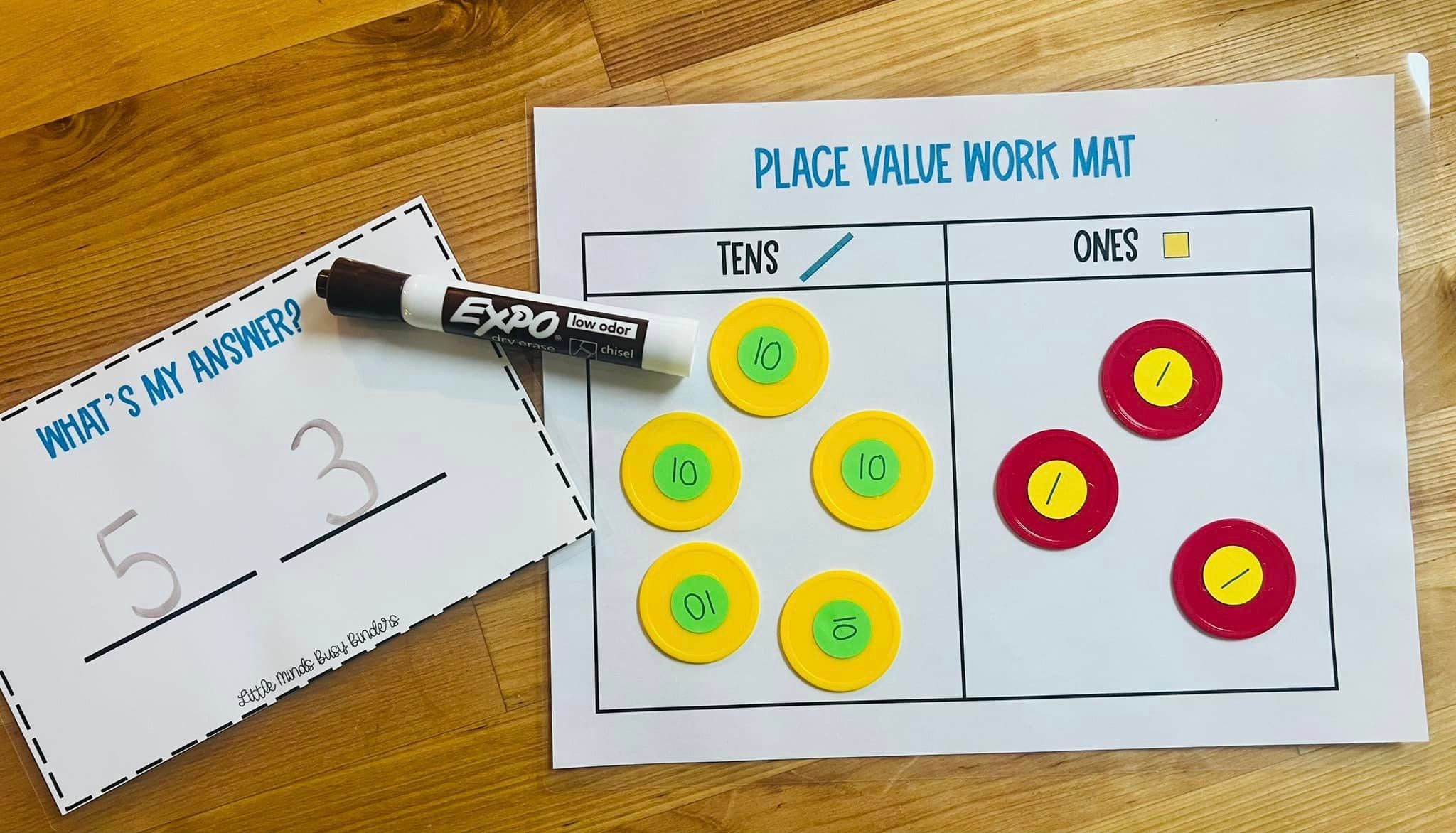Place Value Activity Set: Laminated Math Work Mats - Etsy