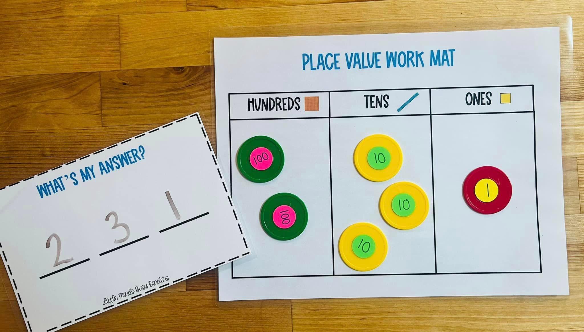 Place Value Activity Set: Laminated Math Work Mats - Etsy