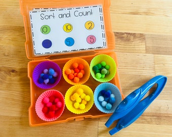 Caterpillar Color Sorting Task Box | Fine Motor Preschool Activity ...