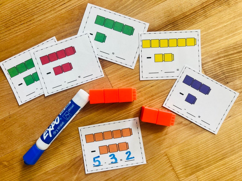 Snap Cubes Math Activity, Math Task Cards, Addition and Subtraction ...