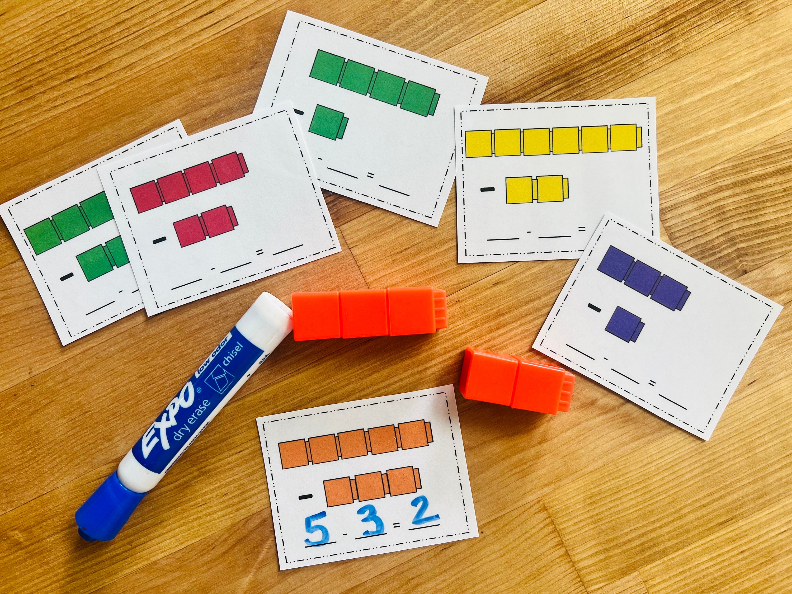 Snap Cubes Math Activity, Math Task Cards, Addition and Subtraction ...