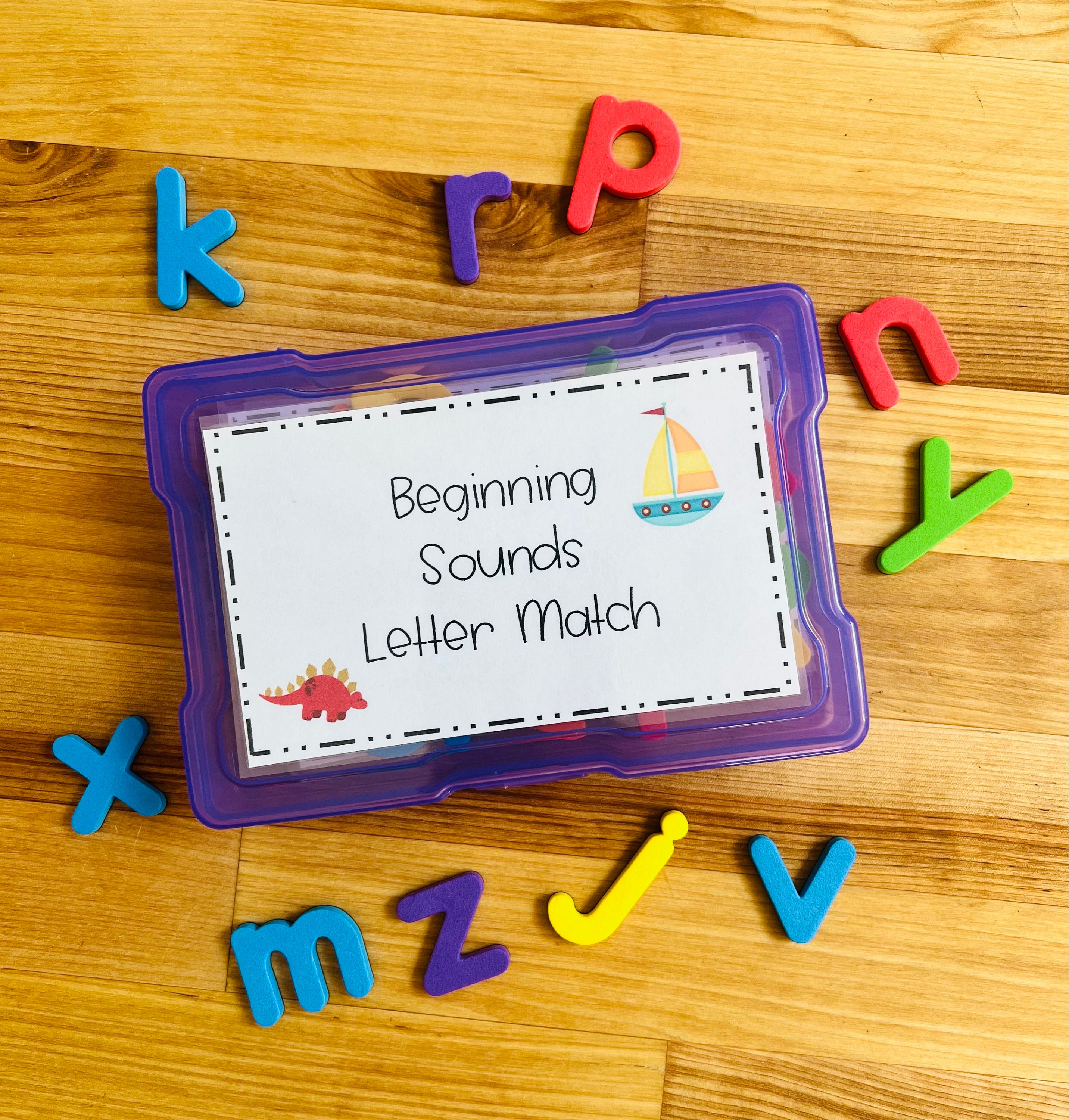Beginning Sounds Letter Match Task Box Kindergarten Initial Sounds Task ...