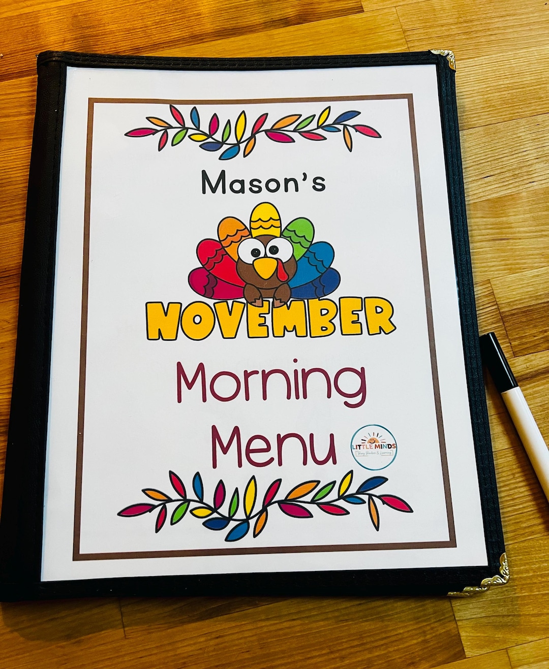 Personalized Morning Menu Binder Inserts: Preschool and Kindergarten ...