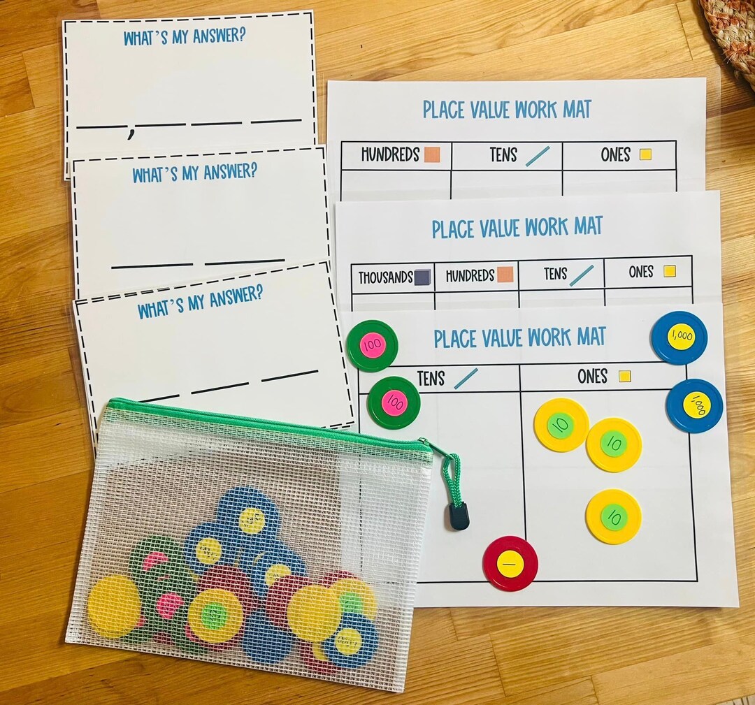 Place Value Activity Set: Laminated Math Work Mats - Etsy