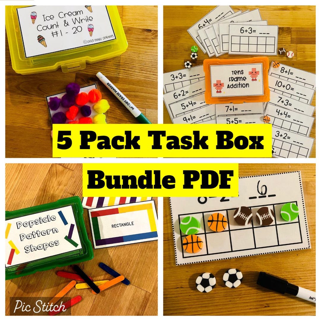 Printable Math Task Box Bundle, Prek Kindergarten SPED Centers, Early ...