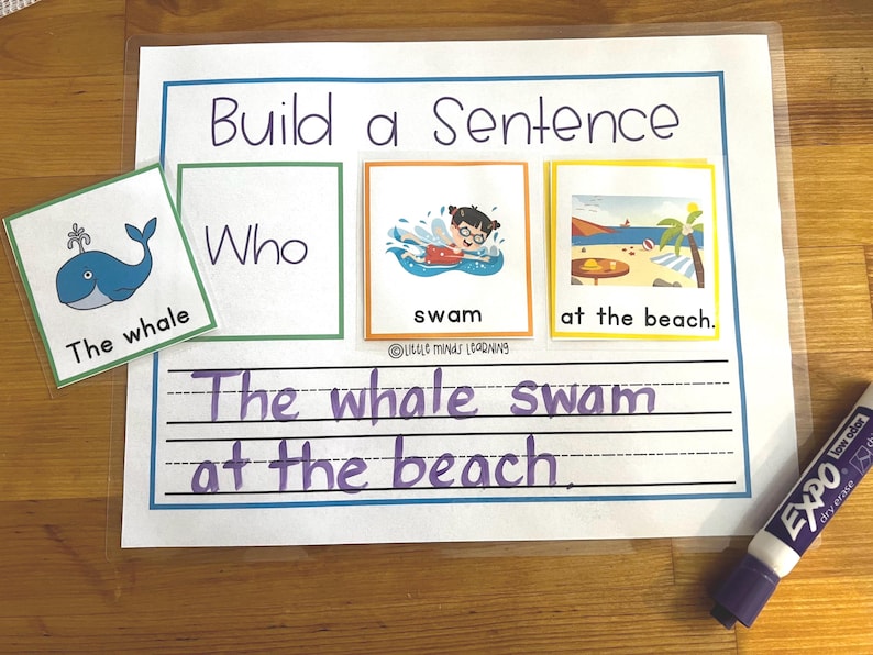 Sentence Building Activity, Writing Center, Kindergarten and First ...