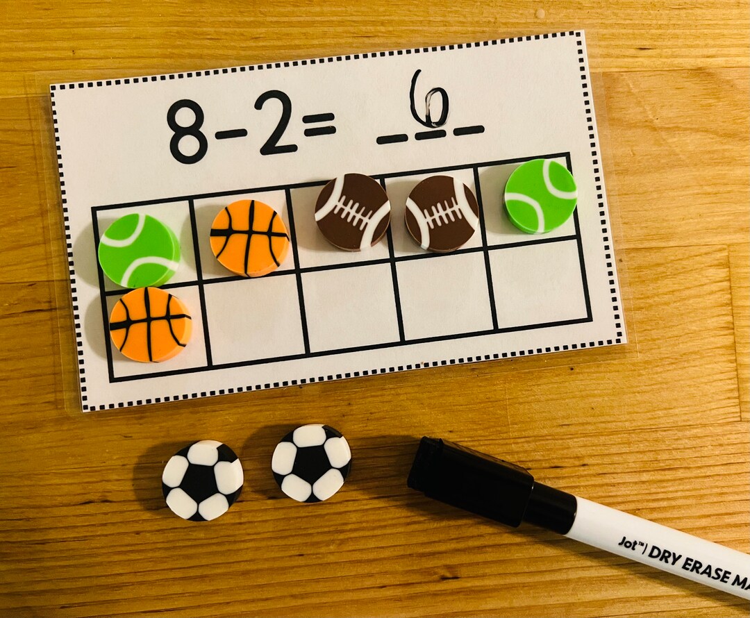 Tens Frame Subtraction Task Box: Math 1-10, Kindergarten First Grade - Etsy