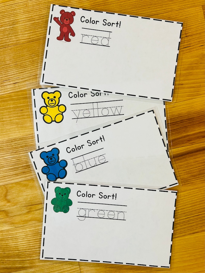 Teddy Bear Counting & Color Sorting Task Box - Etsy