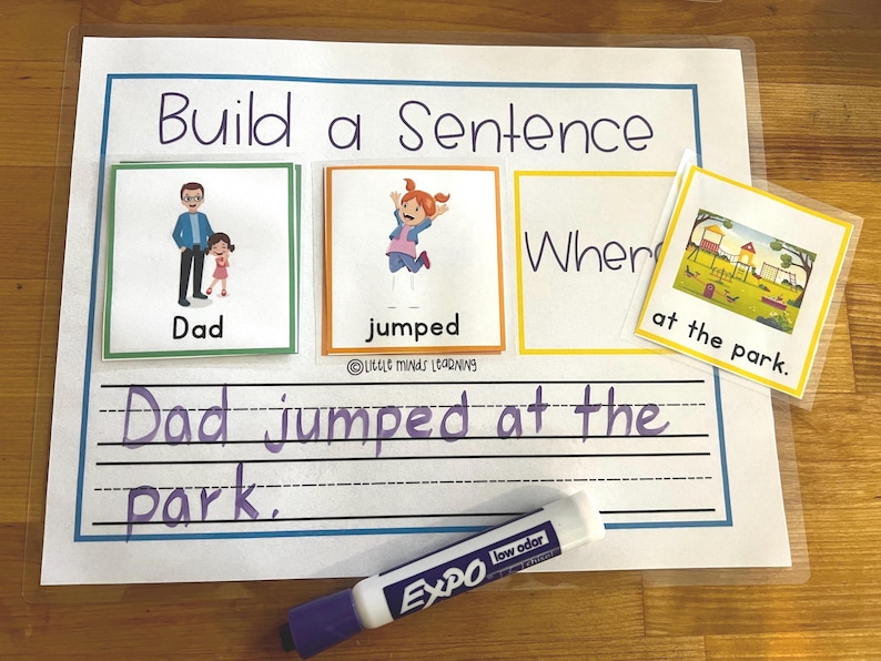 Sentence Building Activity, Writing Center, Kindergarten and First ...