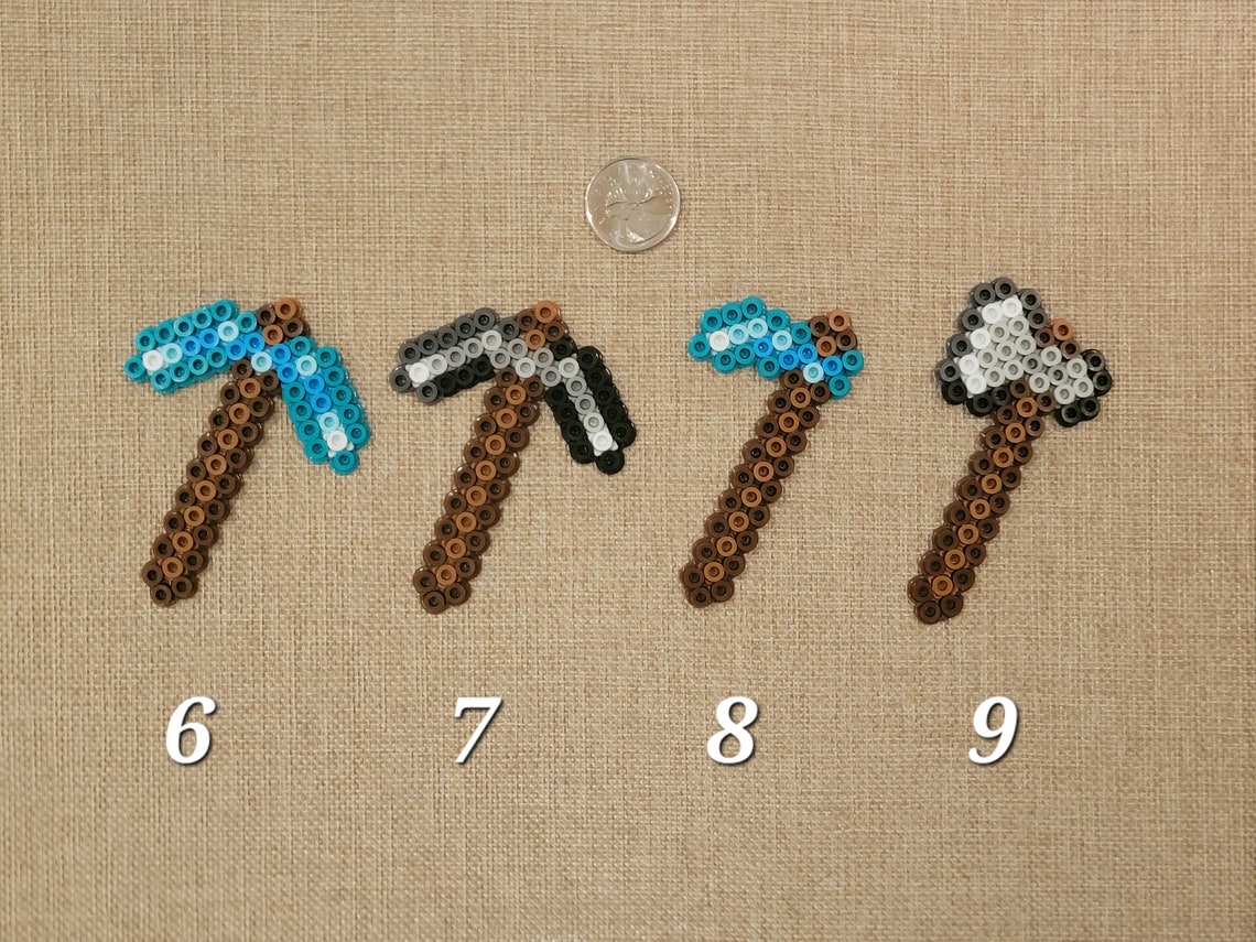 Minecraft Tools, Weapons, Armor Perler Bead Keychains & Magnets - Etsy ...