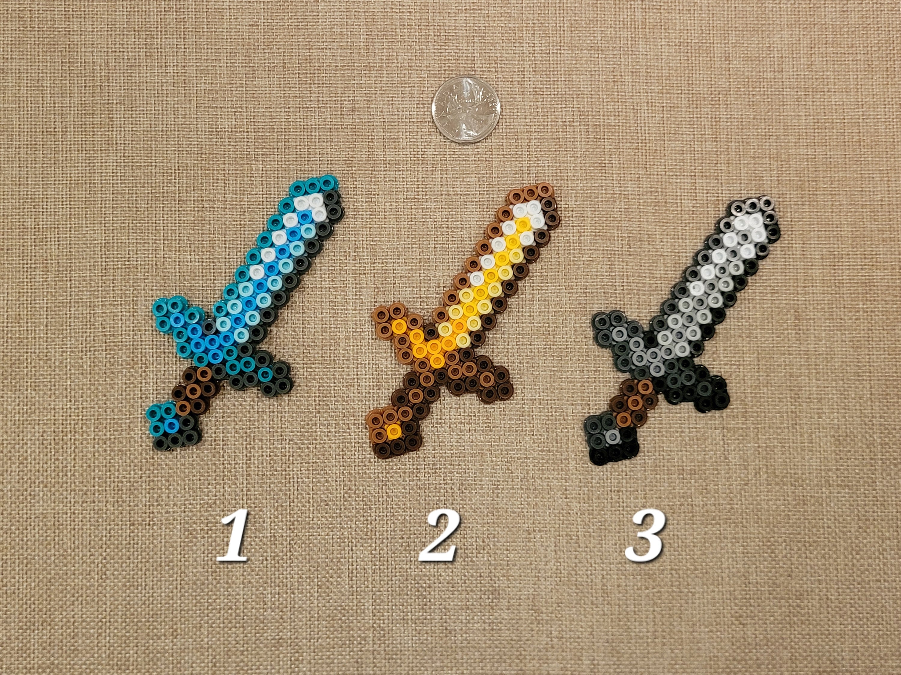 Minecraft Tools, Weapons, Armor Perler Bead Keychains & Magnets - Etsy