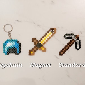 Minecraft Tools, Weapons, Armor Perler Bead Keychains & Magnets - Etsy