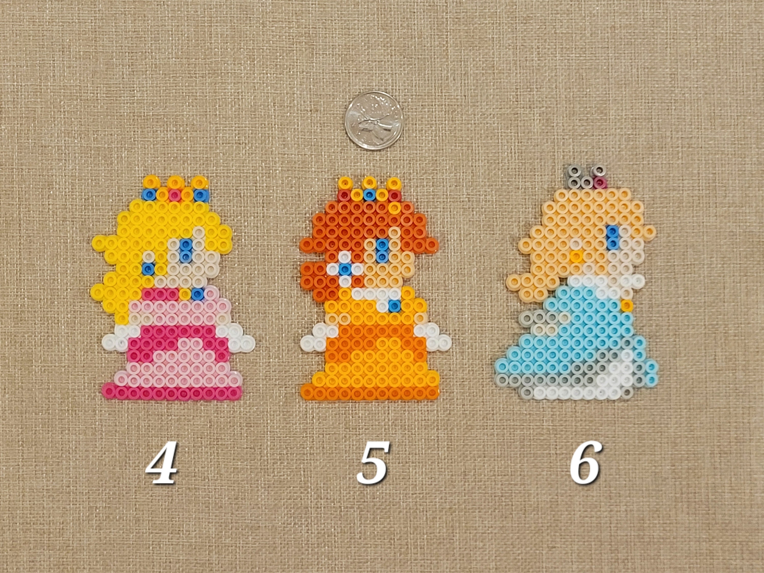 Super Mario Bros And Princesses Mario Luigi Peach Daisy Rosalina Toad Perler Beads Keychains