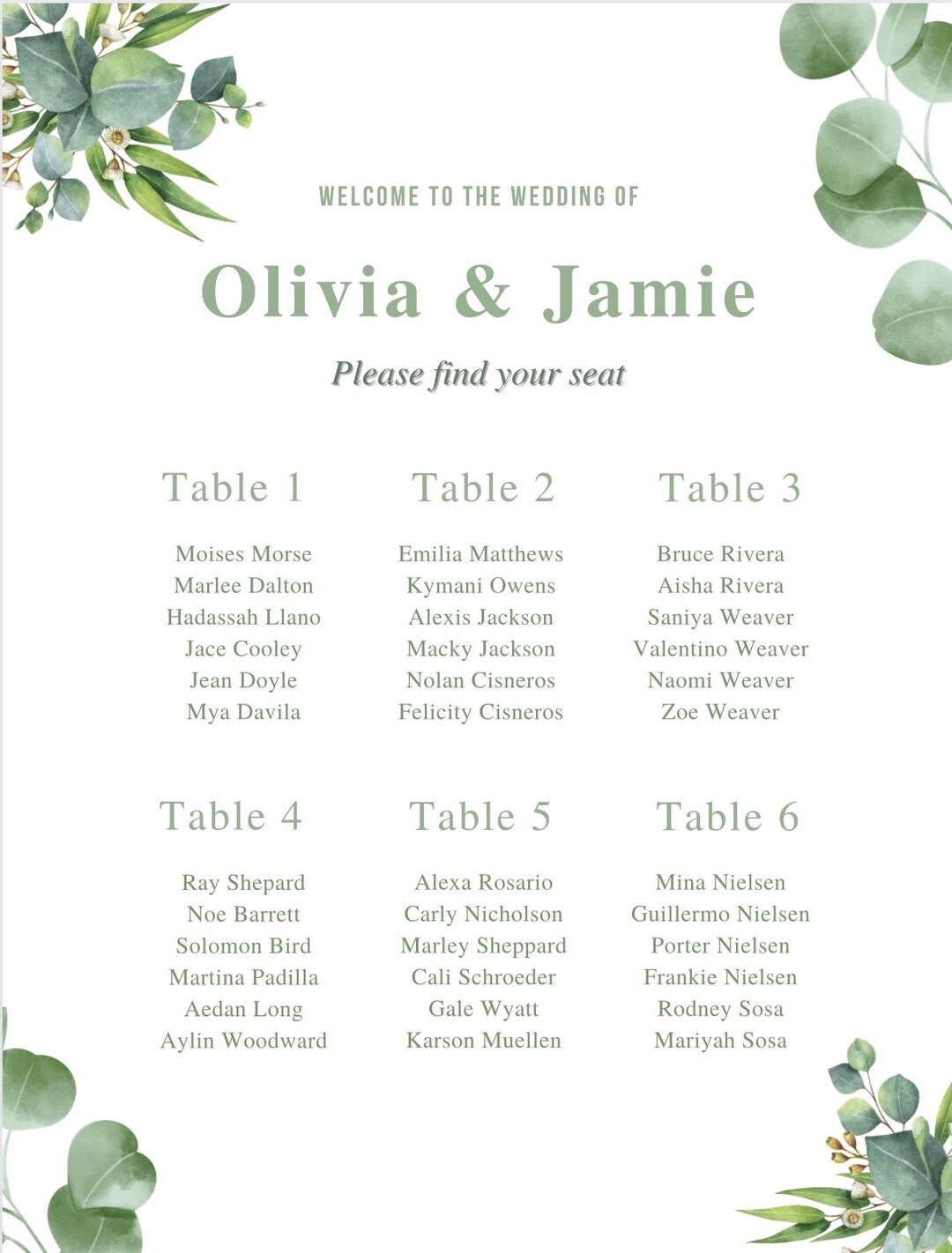 Seating Chart - Etsy