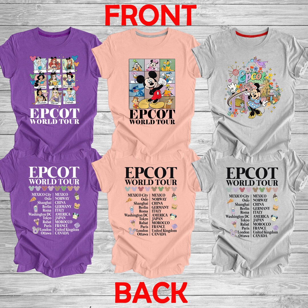 Disney Epcot World Tour Tee,shirt for Women, Princess Eras Tour Shirt ...
