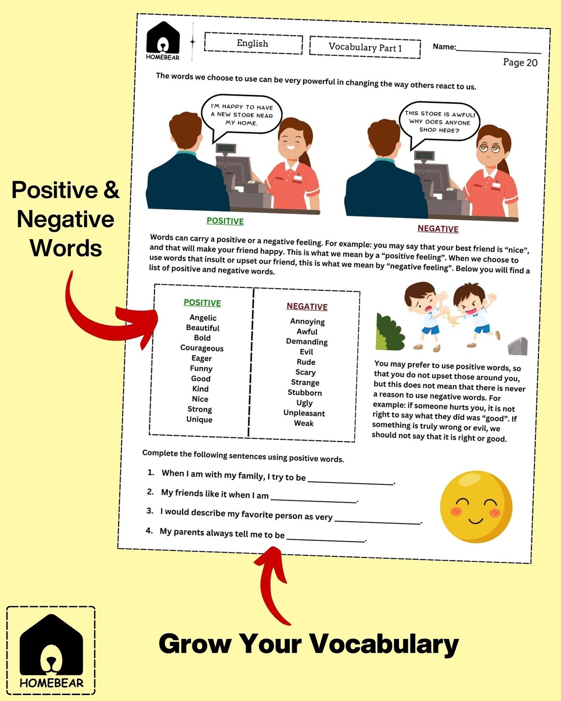 1st Grade Vocabulary Worksheet, Match Pictures With Words, Expand Your ...