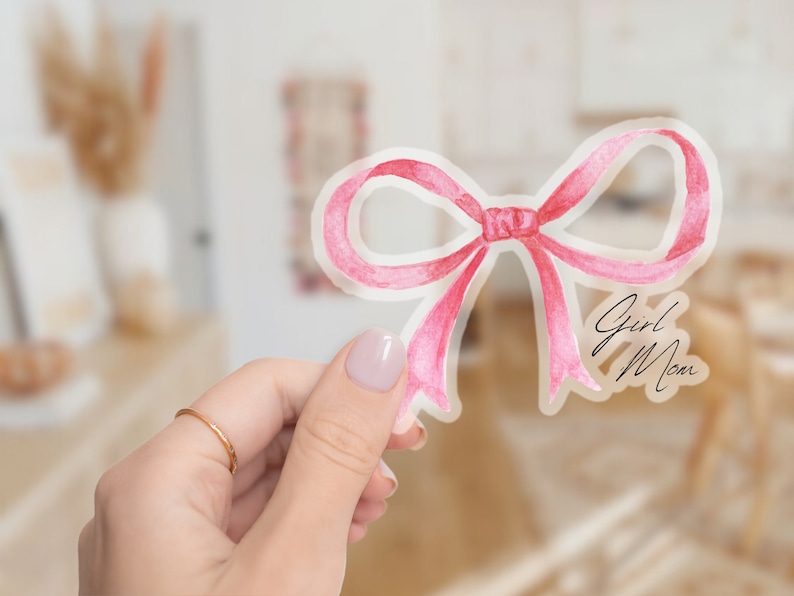 Girl Mom Watercolor Bow Sticker, Girly Pink Decal - Etsy