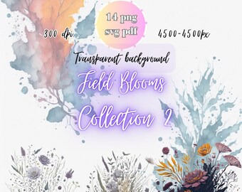 20 Field Blooms Clipart Commercial Use Transparent Png - Etsy