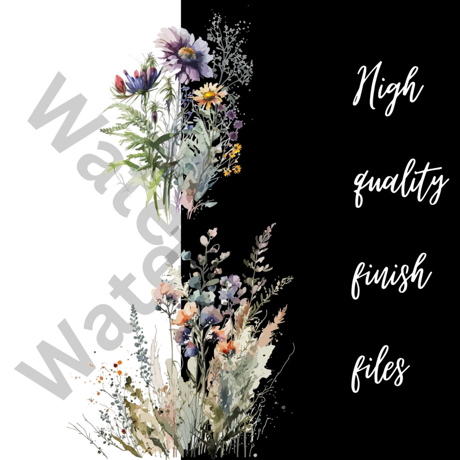 11 Watercolor Field Blooms Clipart, Commercial Use, Transparent Png,svg ...