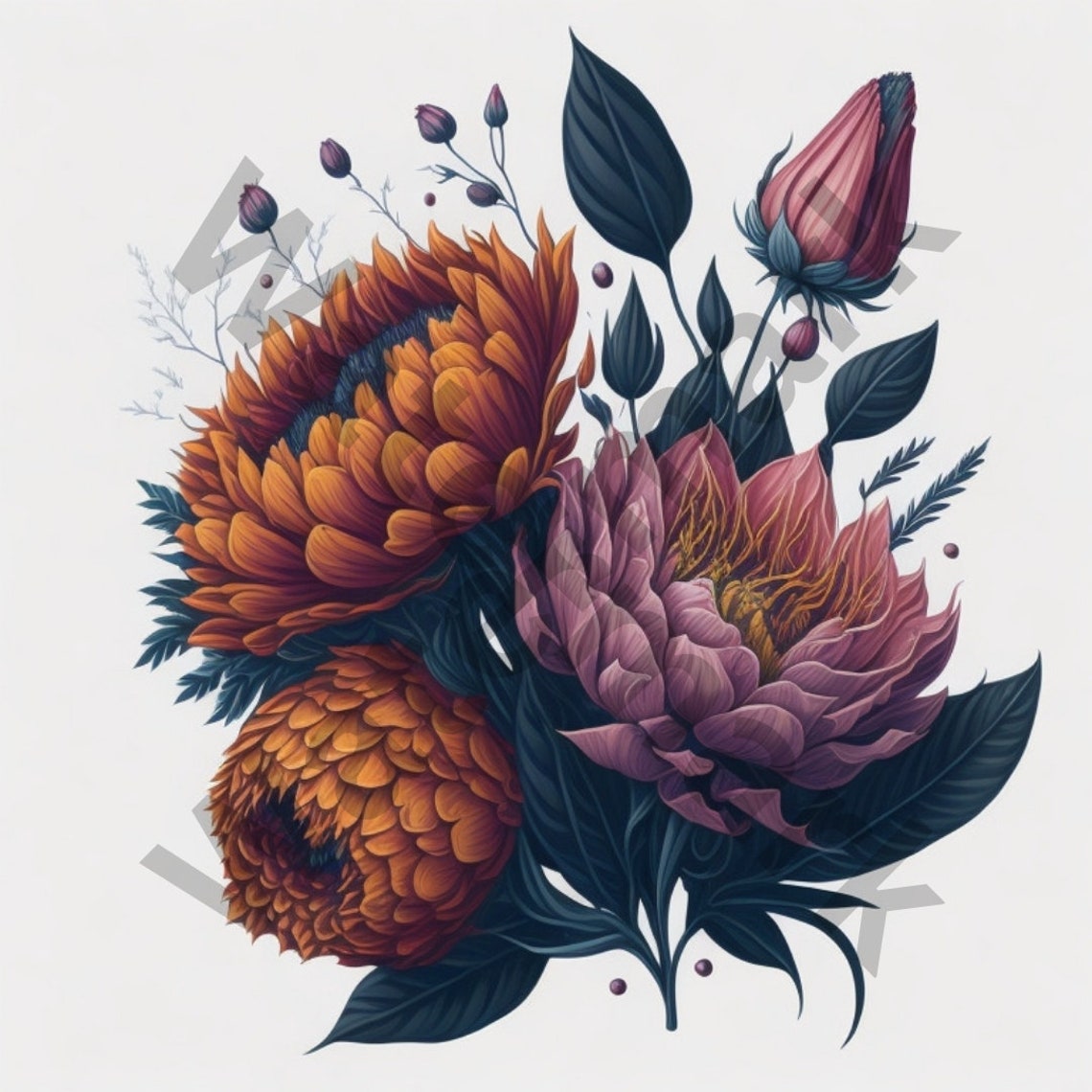 25 Watercolor Flowers Clipart, Commercial Use, Png, Floral Clipart ...