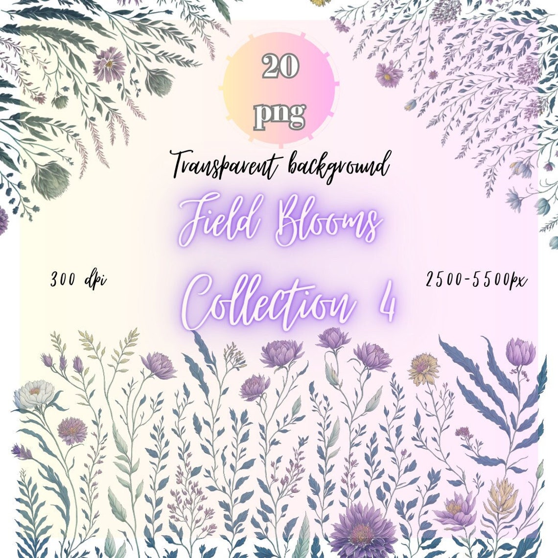 20 Field Blooms Clipart Commercial Use Transparent Png - Etsy