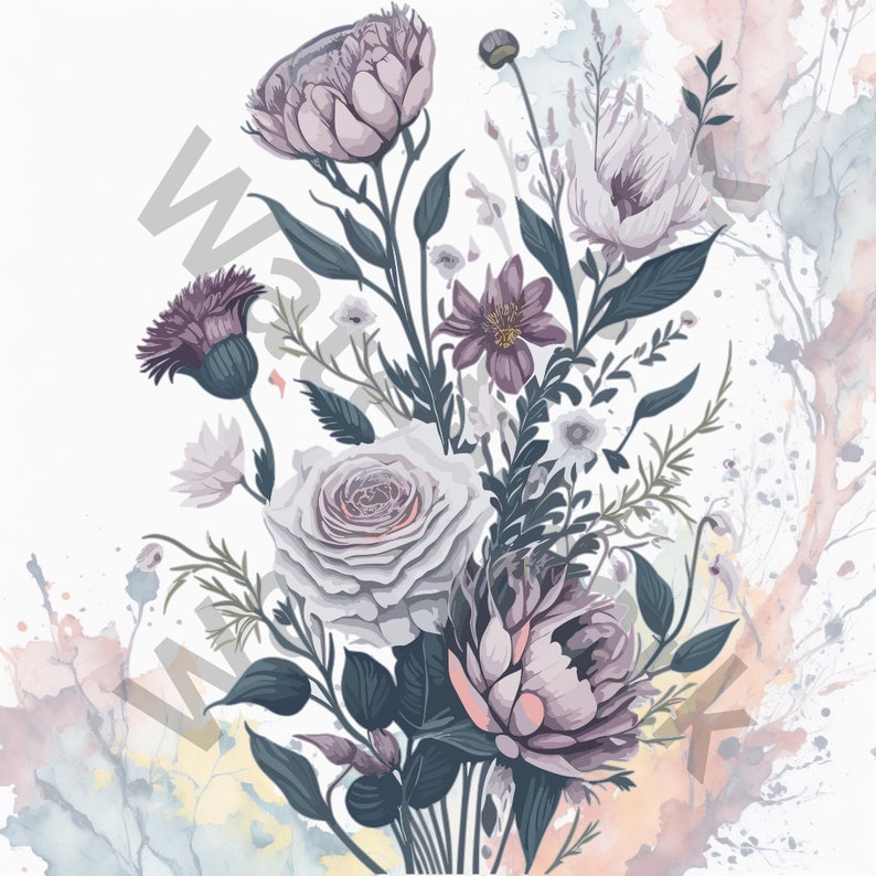 26 Watercolor Flowers Clipart, Commercial Use, Transparent Png, Floral ...