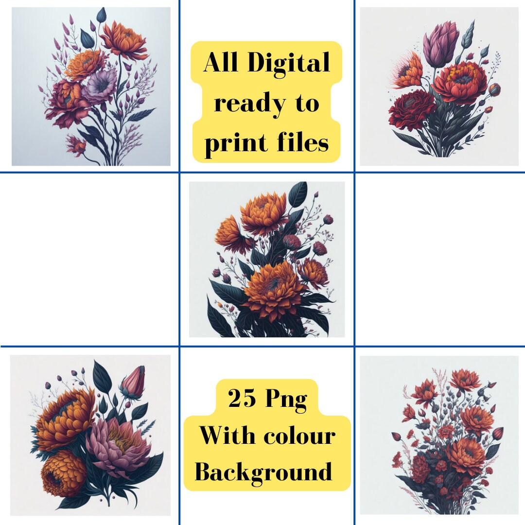25 Watercolor Flowers Clipart, Commercial Use, Png, Floral Clipart ...