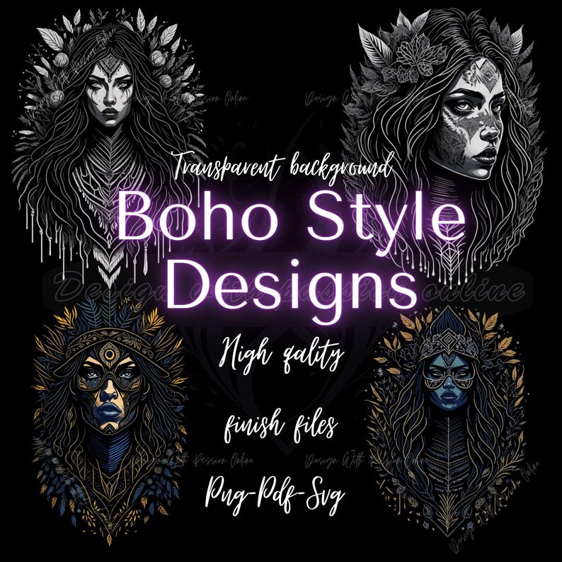 Boho SVG Bundle T-shirt Designs Boho Style SVG PDF - Etsy