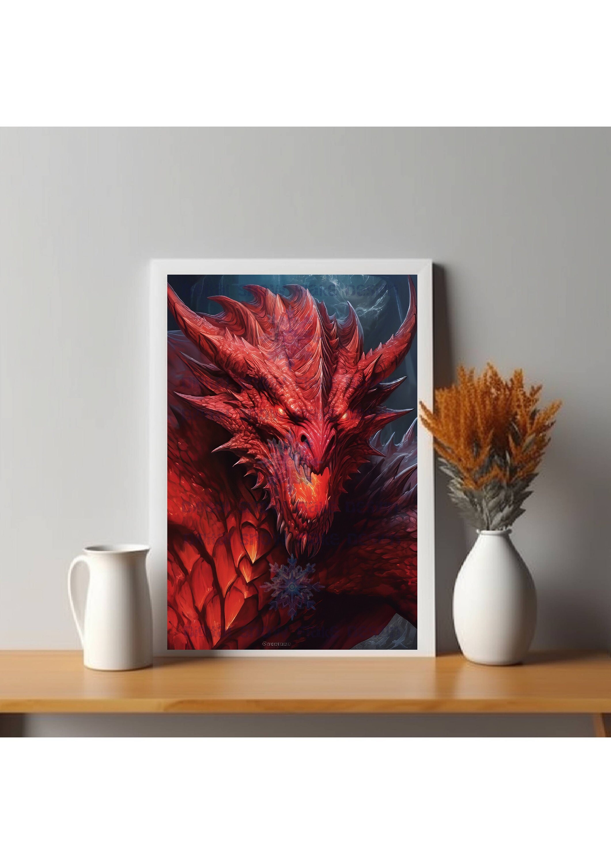Red Dragon Art Instant Digital Download Fantasy Artwork in High ...