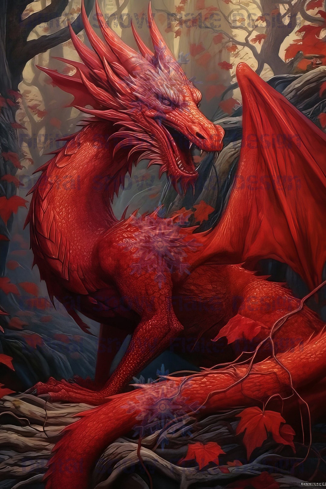 Red Dragon Art Instant Digital Download Fantasy Artwork in High ...