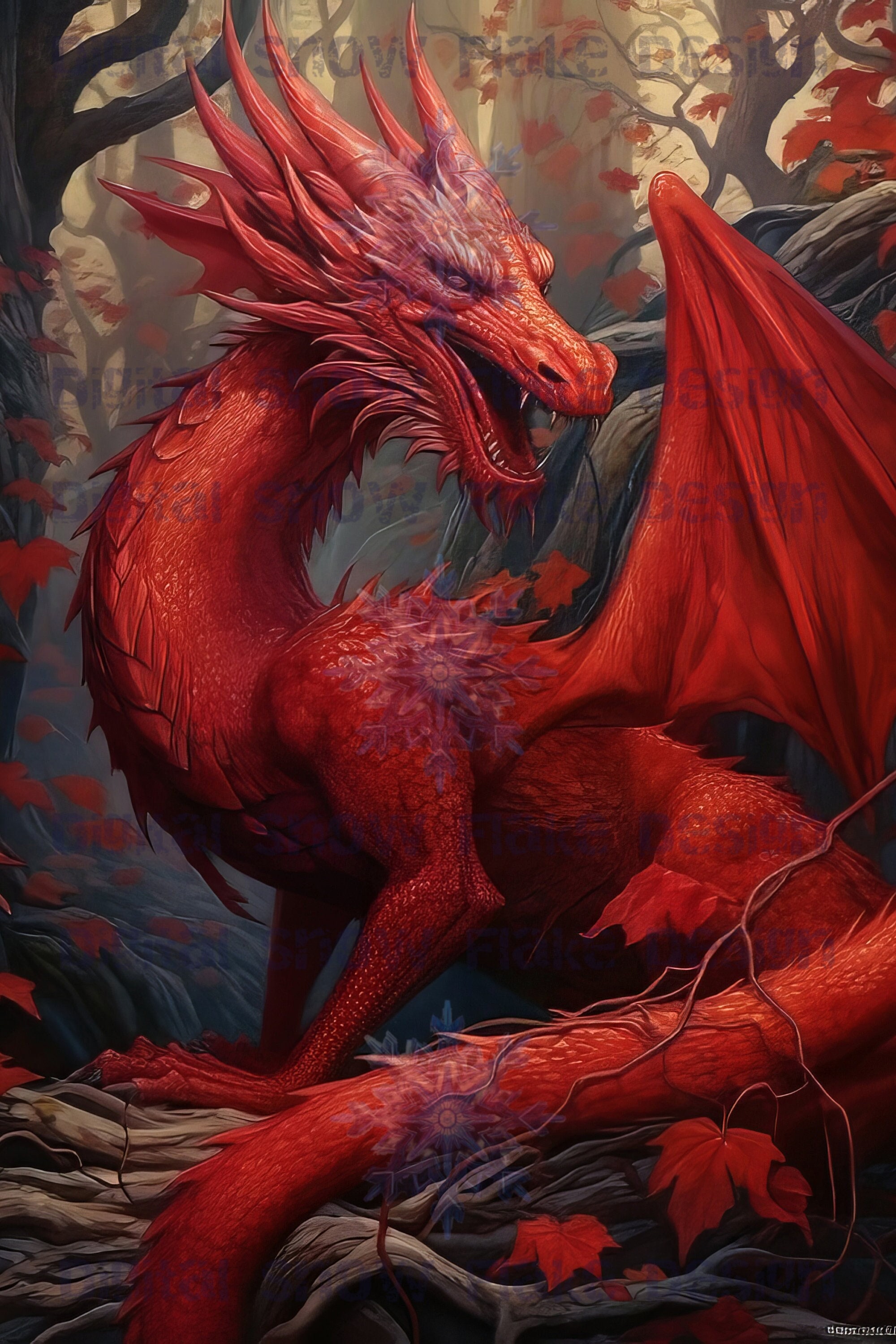 Red Dragon Art Instant Digital Download Fantasy Artwork in High ...