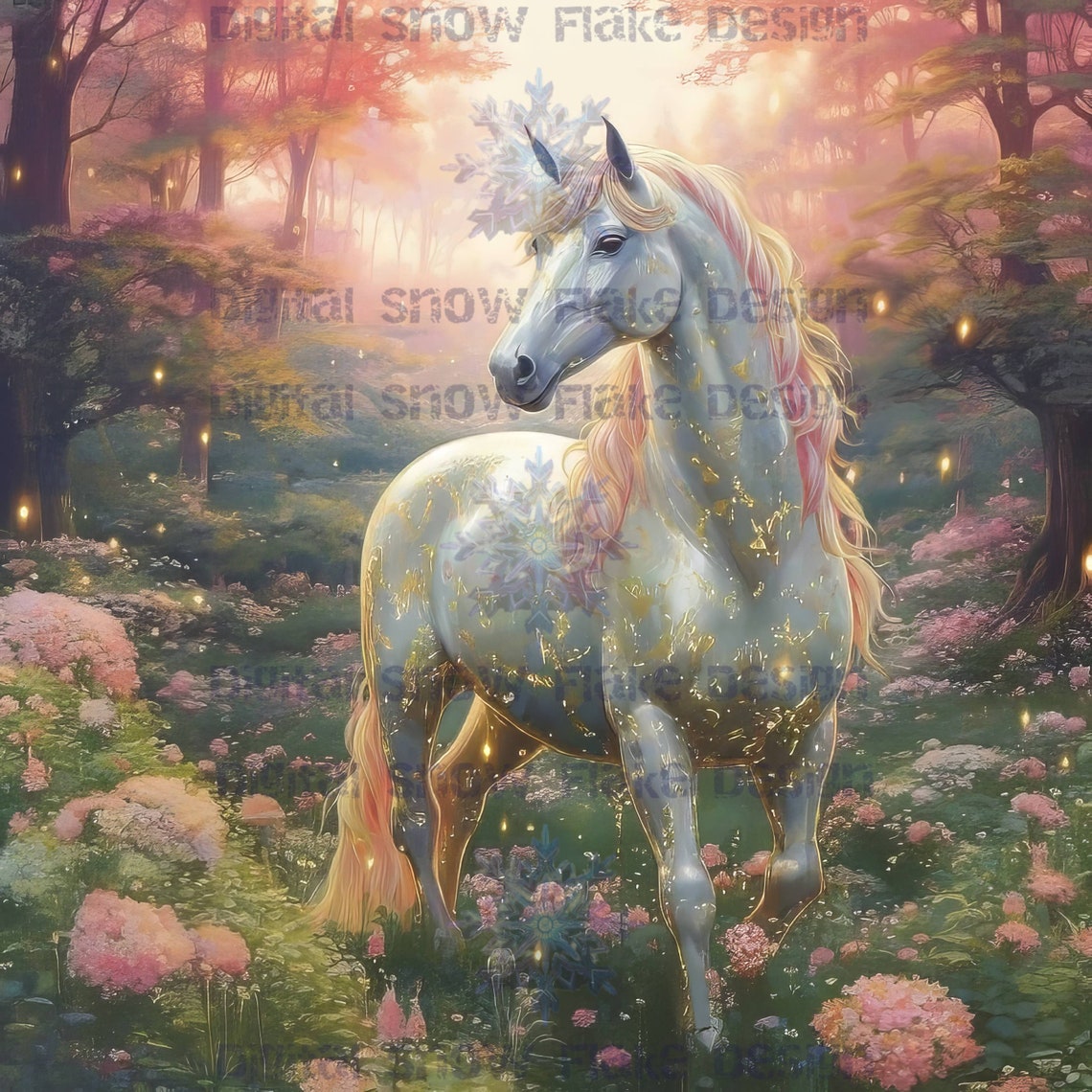 Magical Horse in a Meadow Digital Art | Instant Download | Kids Gift ...