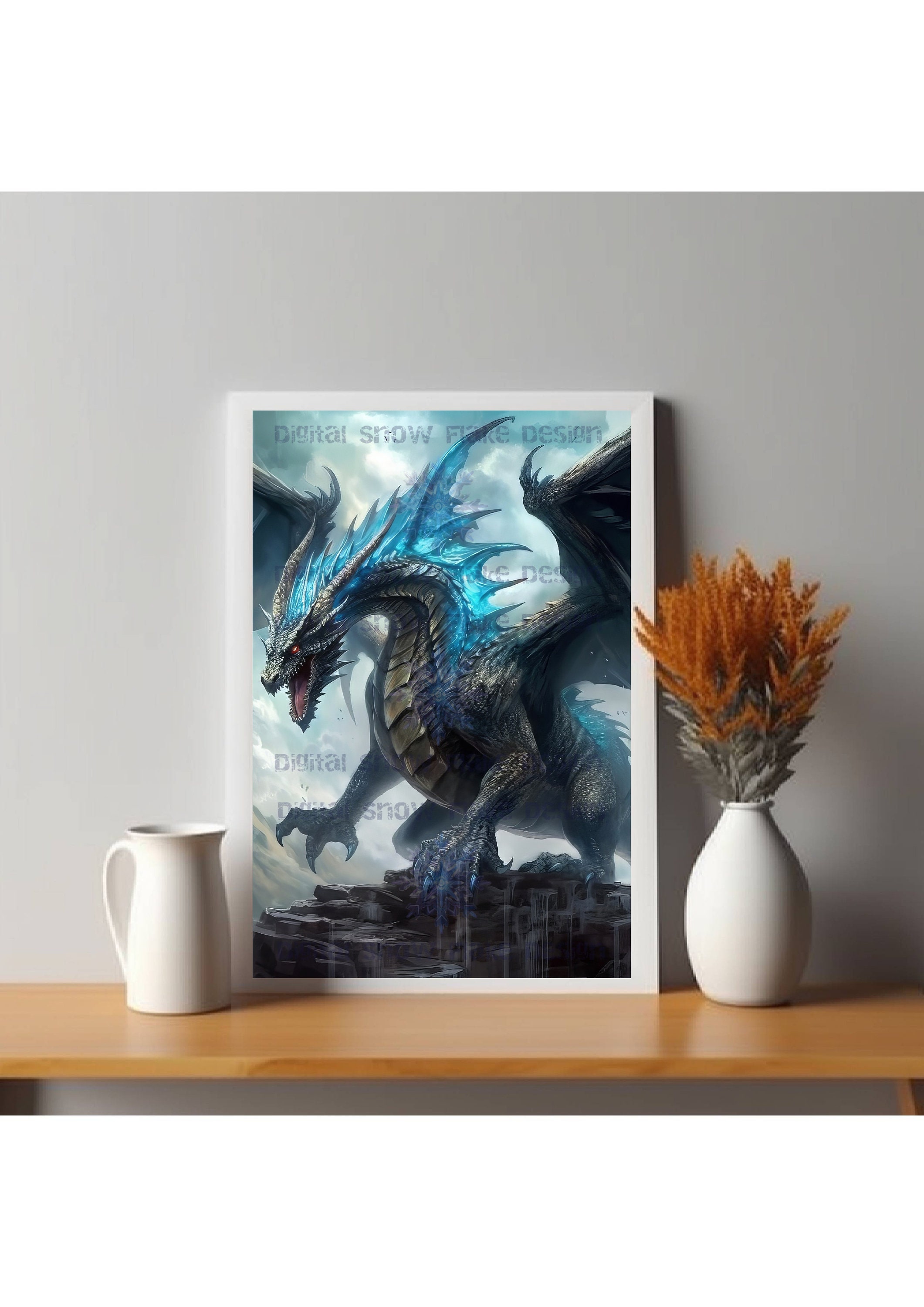 Blue Dragon Art | Instant Digital Download | Fantasy Artwork in High ...