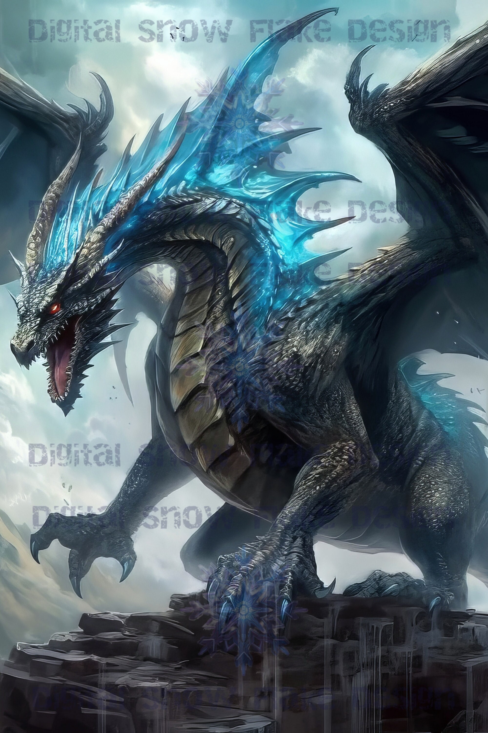 Blue Dragon Art | Instant Digital Download | Fantasy Artwork in High ...