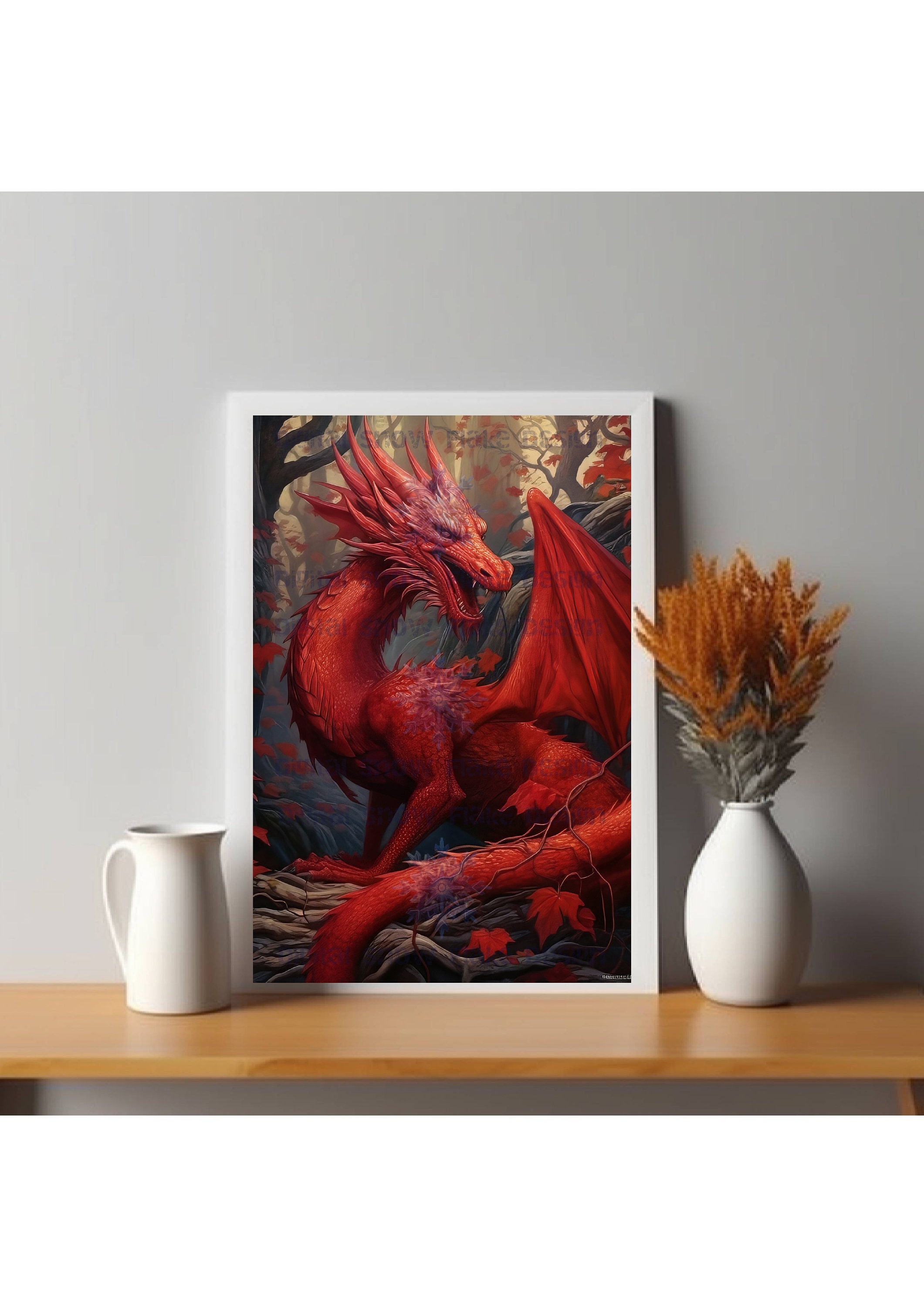 Red Dragon Art Instant Digital Download Fantasy Artwork in High ...