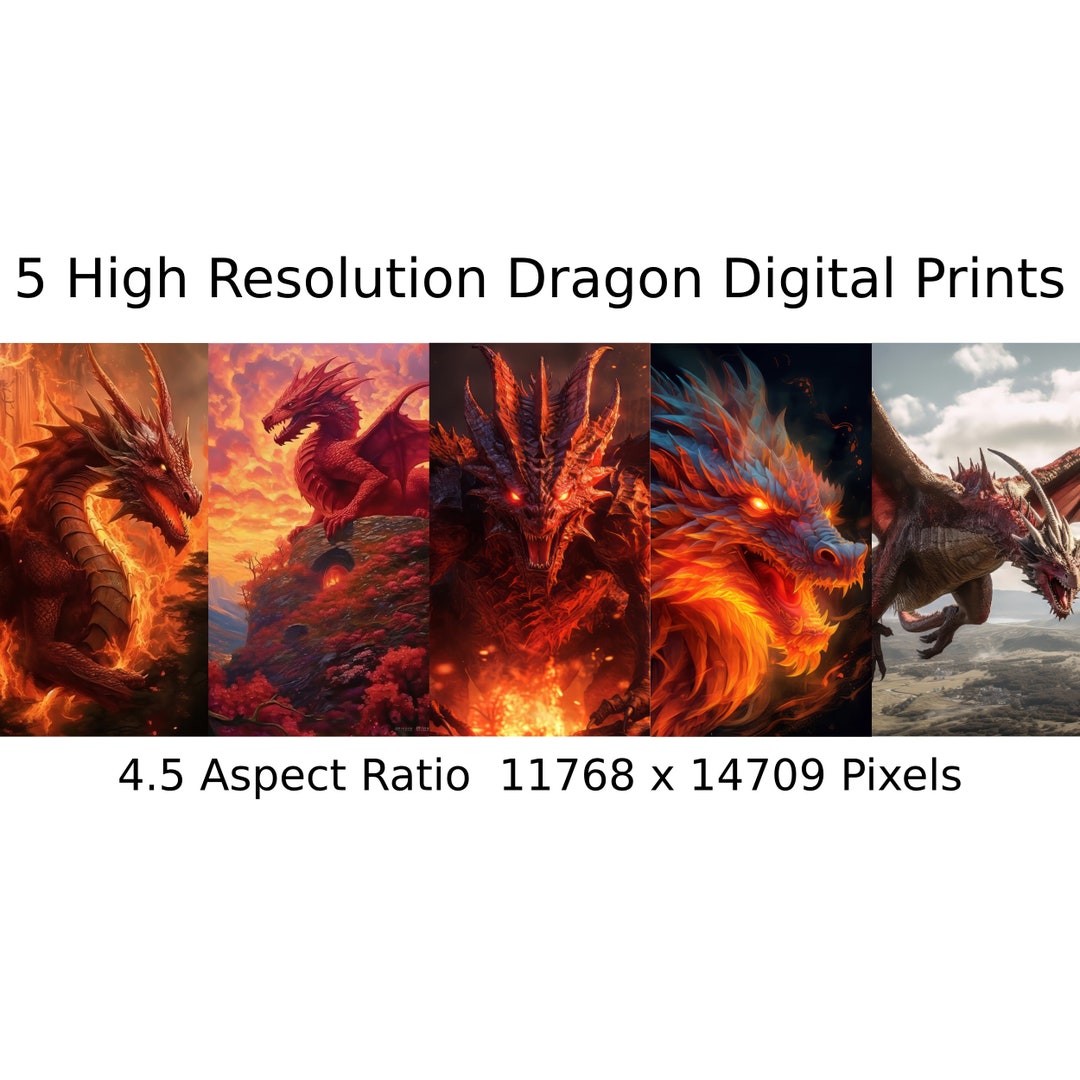 Red Dragon Art Collection Instant Digital Download Fantasy Artwork in ...