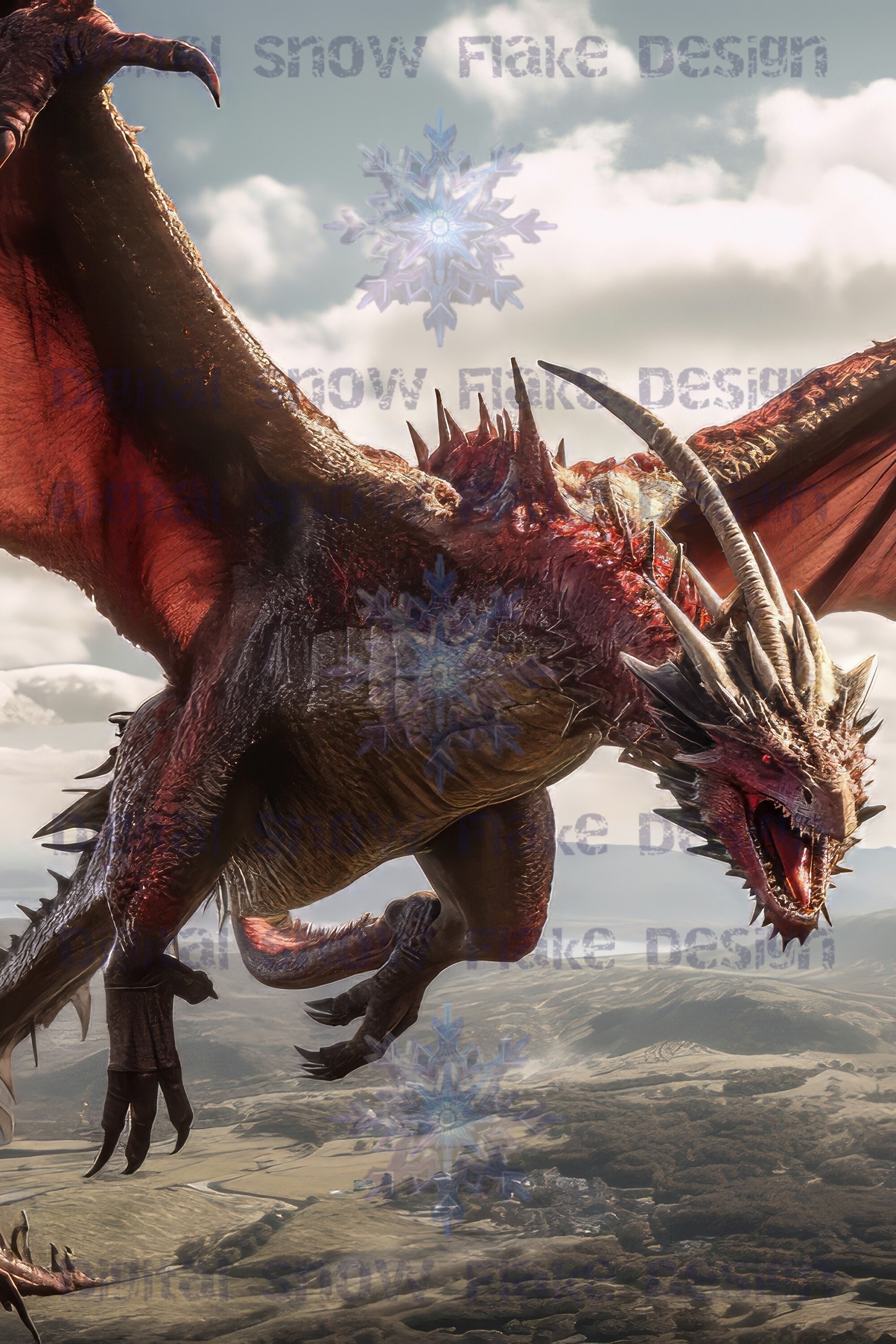 Red Dragon Art Instant Digital Download Fantasy Artwork in High ...
