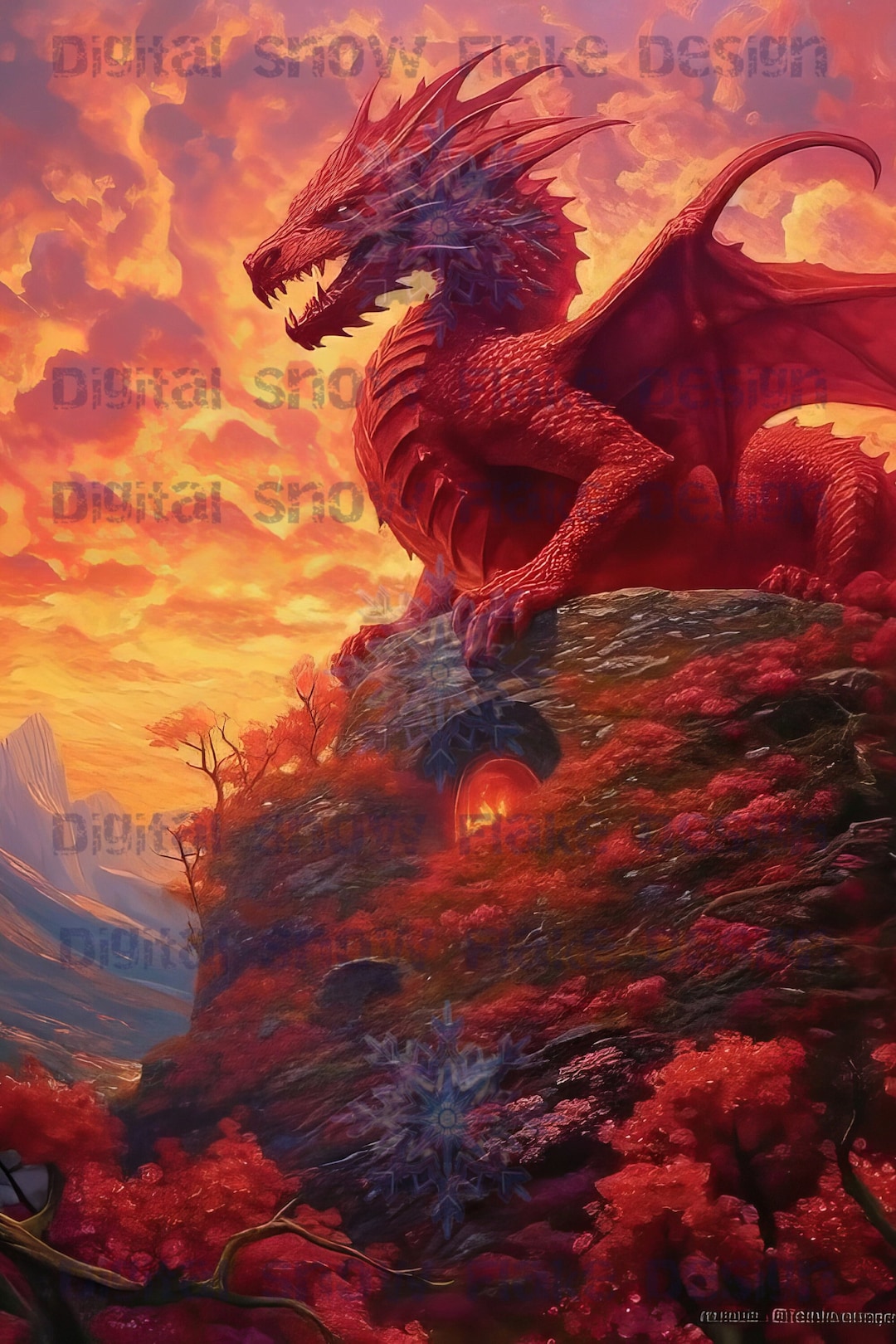 Red Dragon Art | Instant Digital Download | Fantasy Artwork in High ...