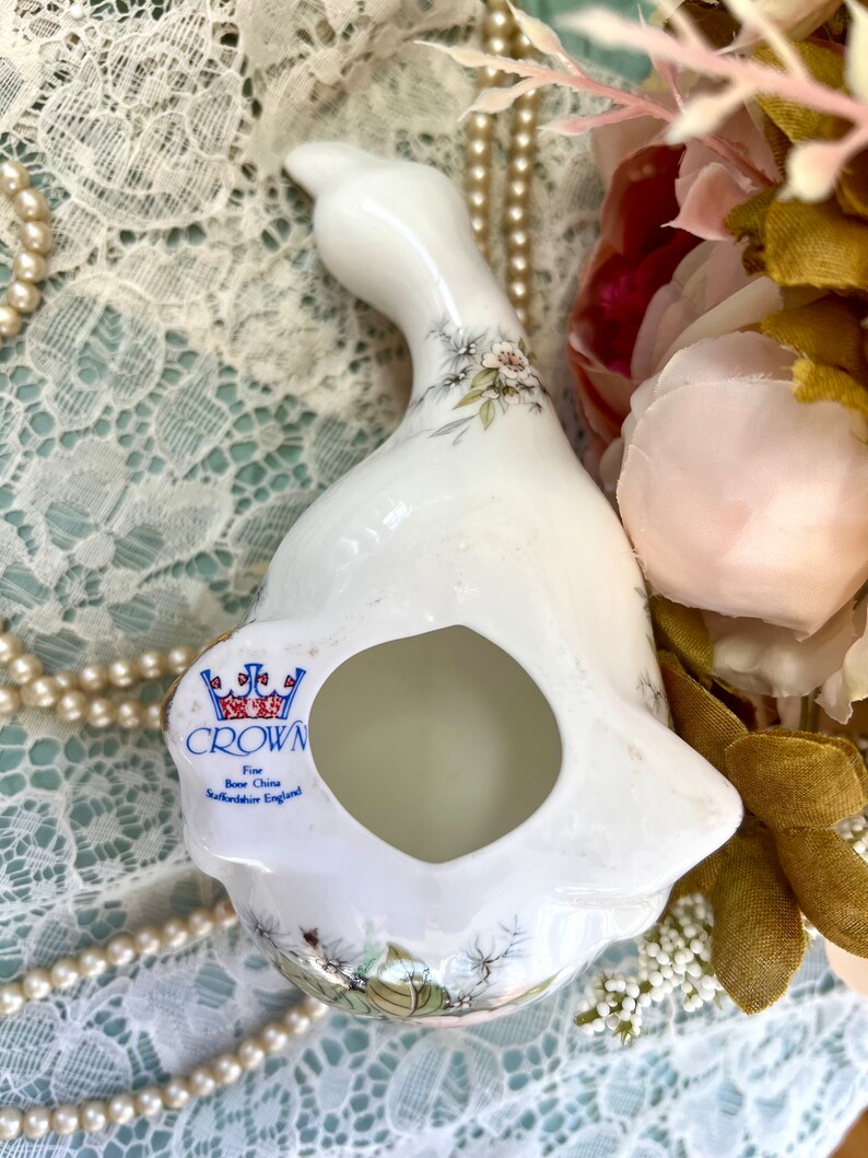 Lovely Vintage Crown Goose/duck With Flowers Bone China Made in England ...