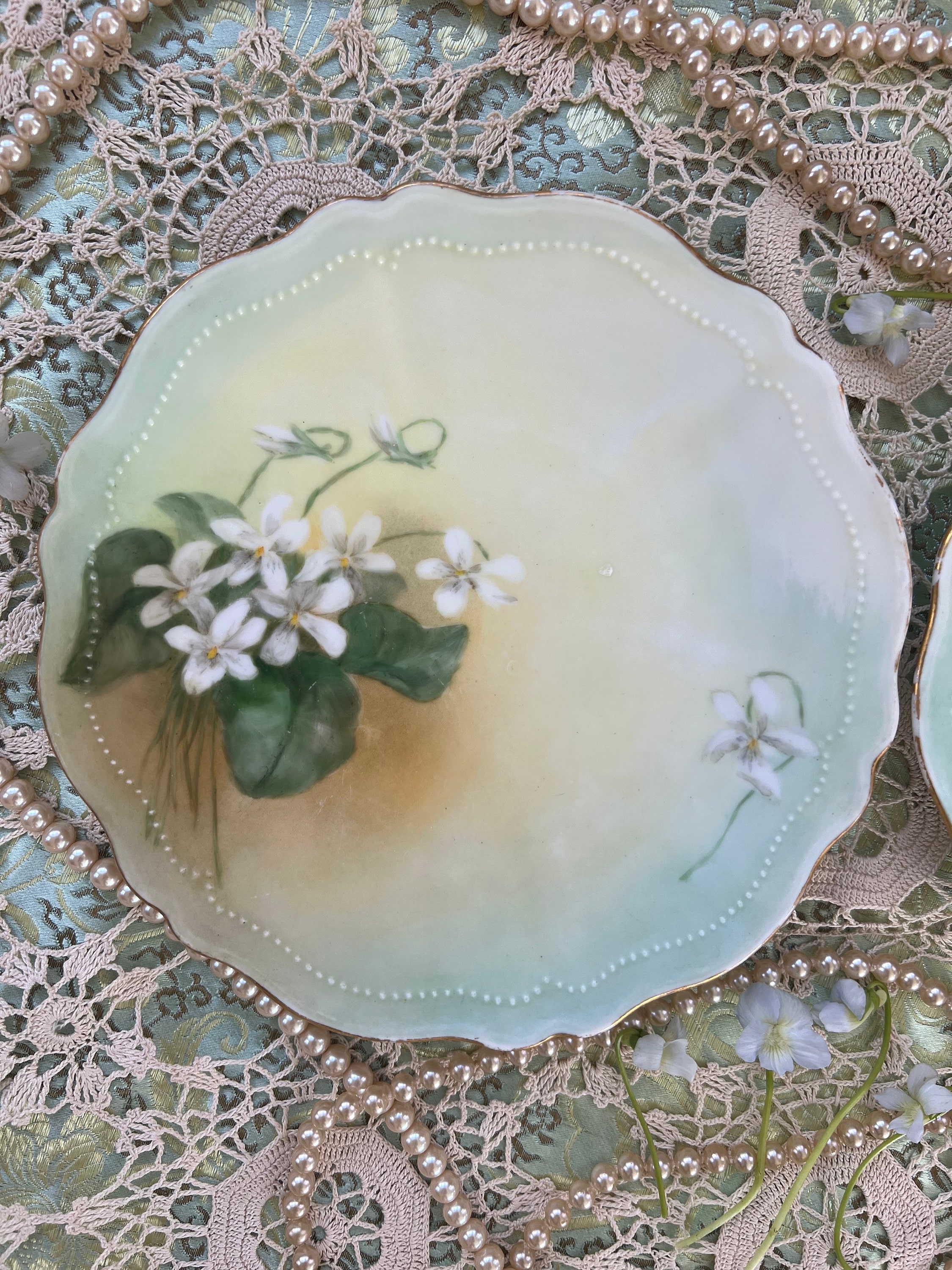 Antique Royal Austria Plates: White Violet Art Nouveau Decor (set of 2 ...