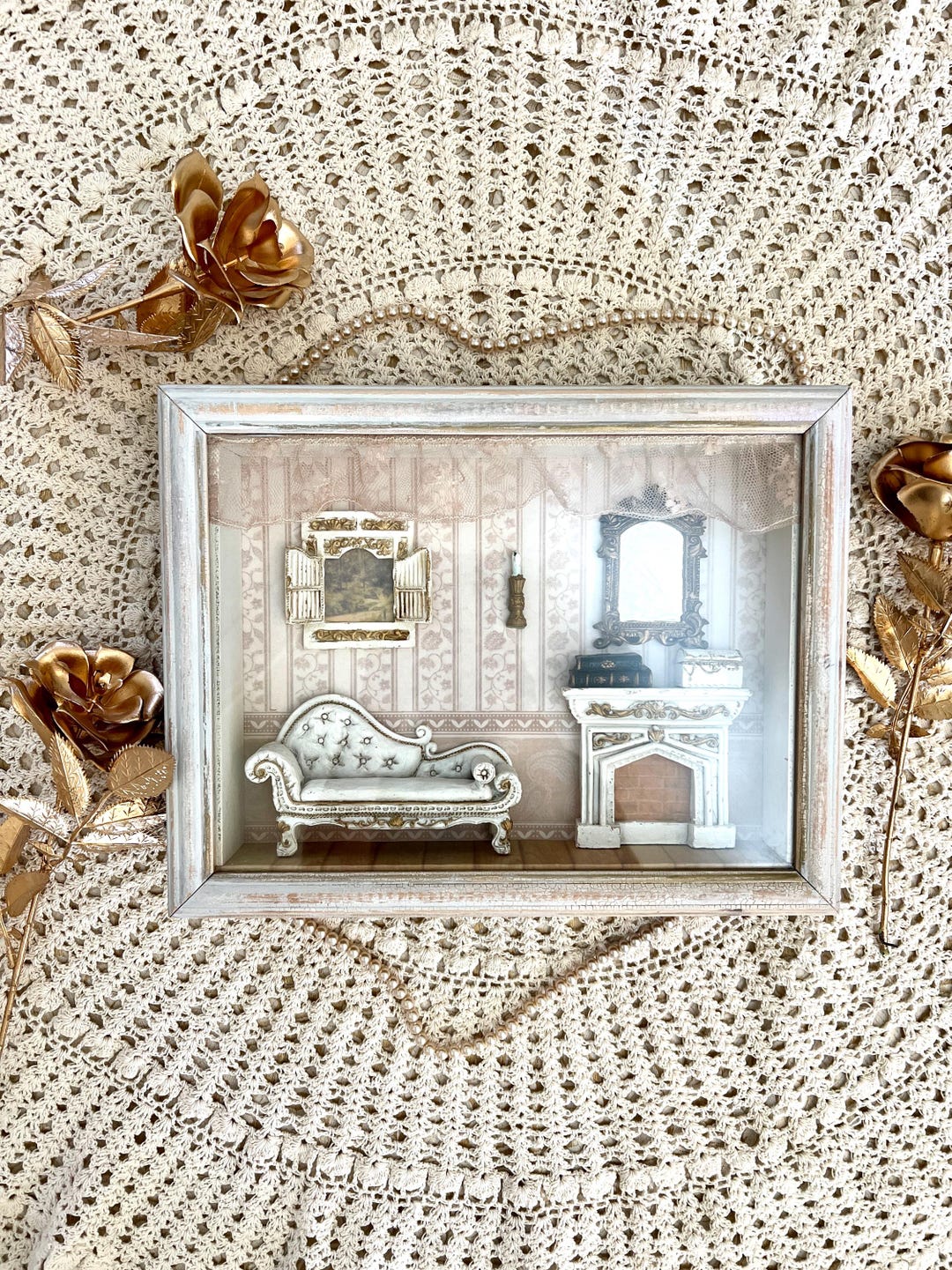Vintage Victorian Room Shadow Box Diorama Shabby Chic French Style ...