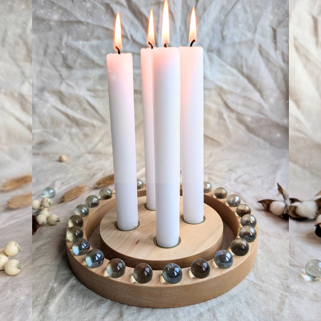 Wooden Advent Wreath – Minimalist Maple Advent Ring With 24 Marbles ...