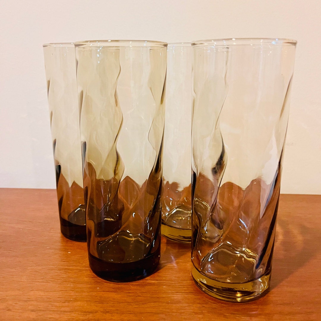 Four Vintage MCM Smoke Coloured Dominion Glass Canada Highball Cocktail ...