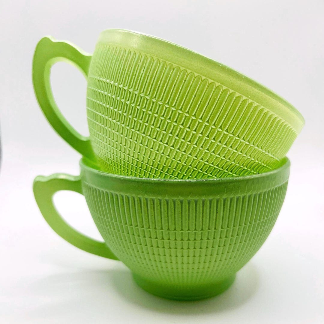 Vintage Dominion Glass Tea Cups: 1940s Saguenay Mint Green - Etsy