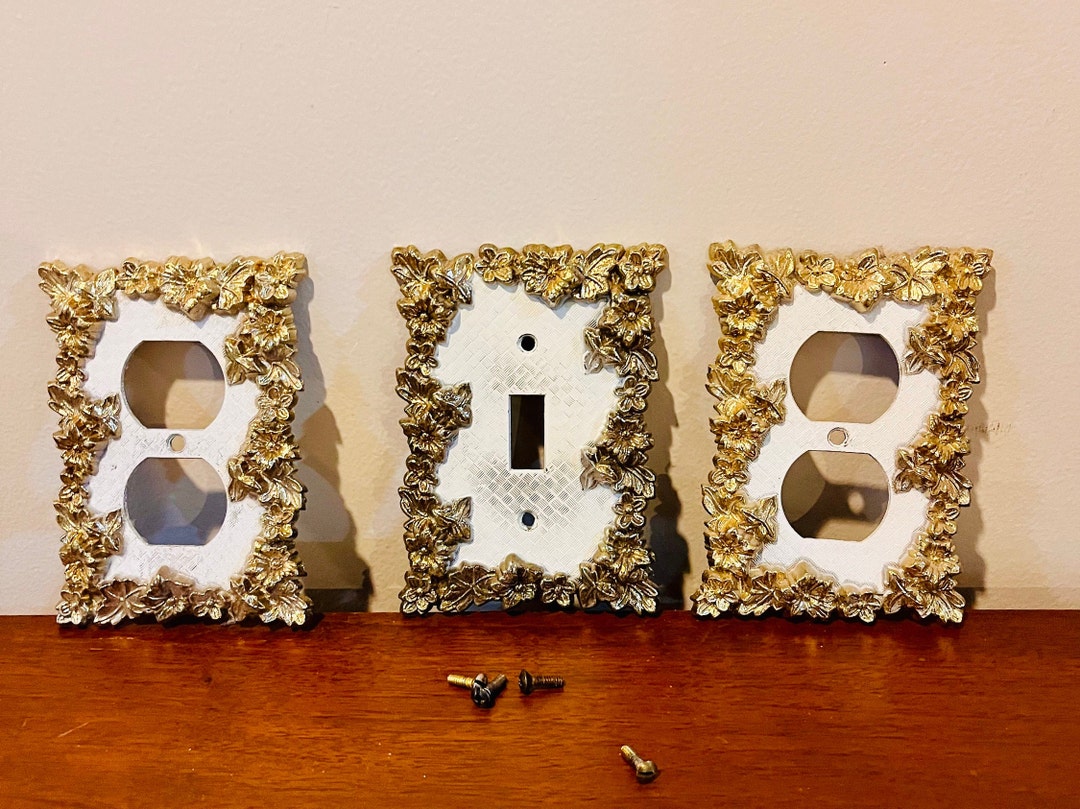 Three Vintage 300 Floral Charm-n-style Receptacle Brass Wallplates. - Etsy